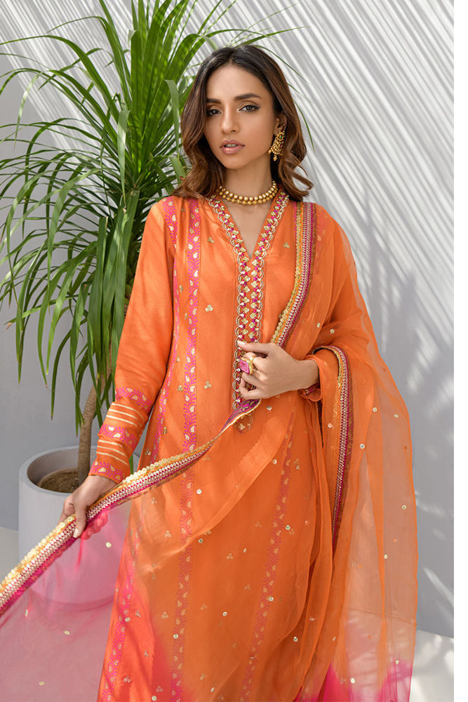 Fatima Khan Pakistani Designer|Gold Tangerine